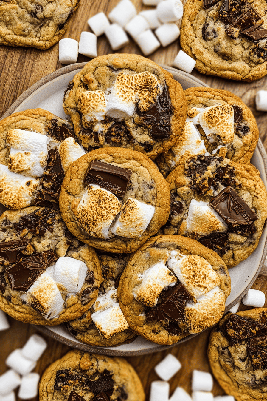 Smores Cookies Recipe With Gooey Chocolate And Toasted Marshmallows
