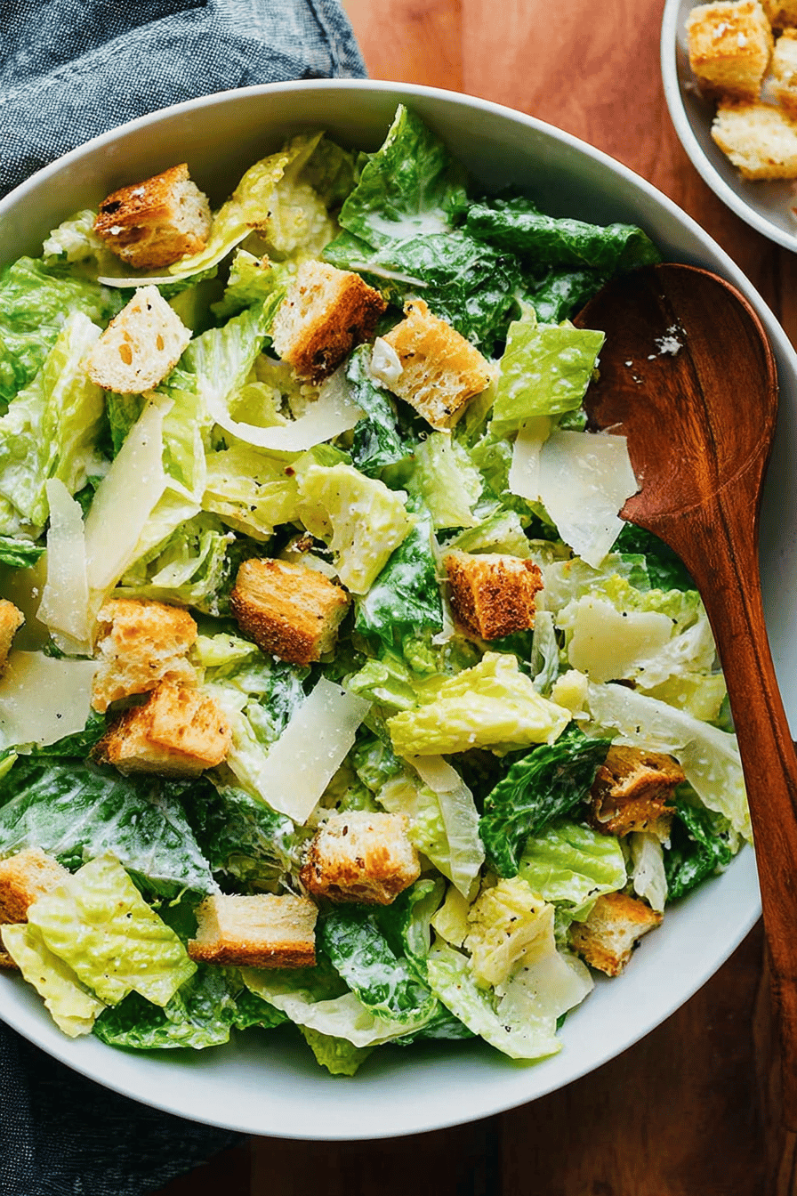 Caesar Salad Recipe With Classic Dressing And Crispy Croutons
