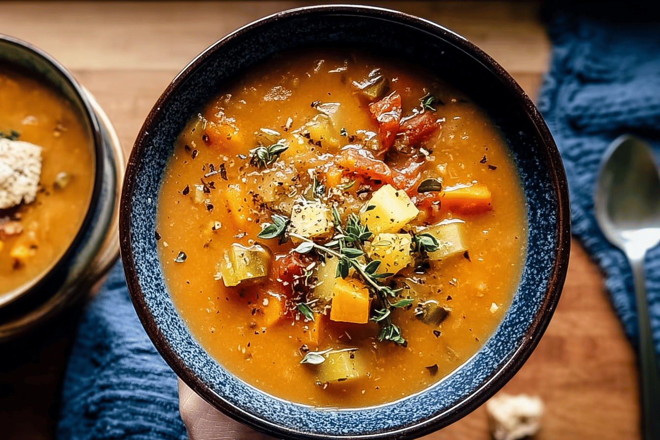 Roasted Veggie Soup Recipe With Fresh Herbs And Flavors