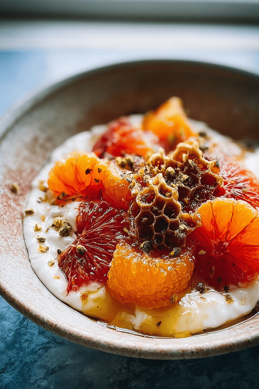Winter Citrus Ricotta Breakfast Bowl With Honeycomb And Fruit