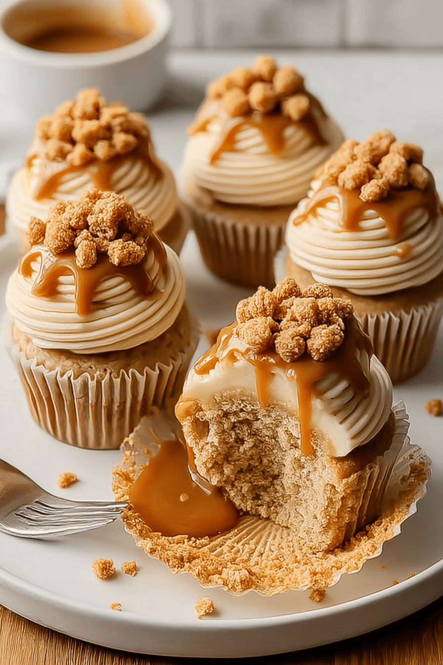 Churro Caramel Crunch Cupcakes Recipe With Cinnamon Swirl
