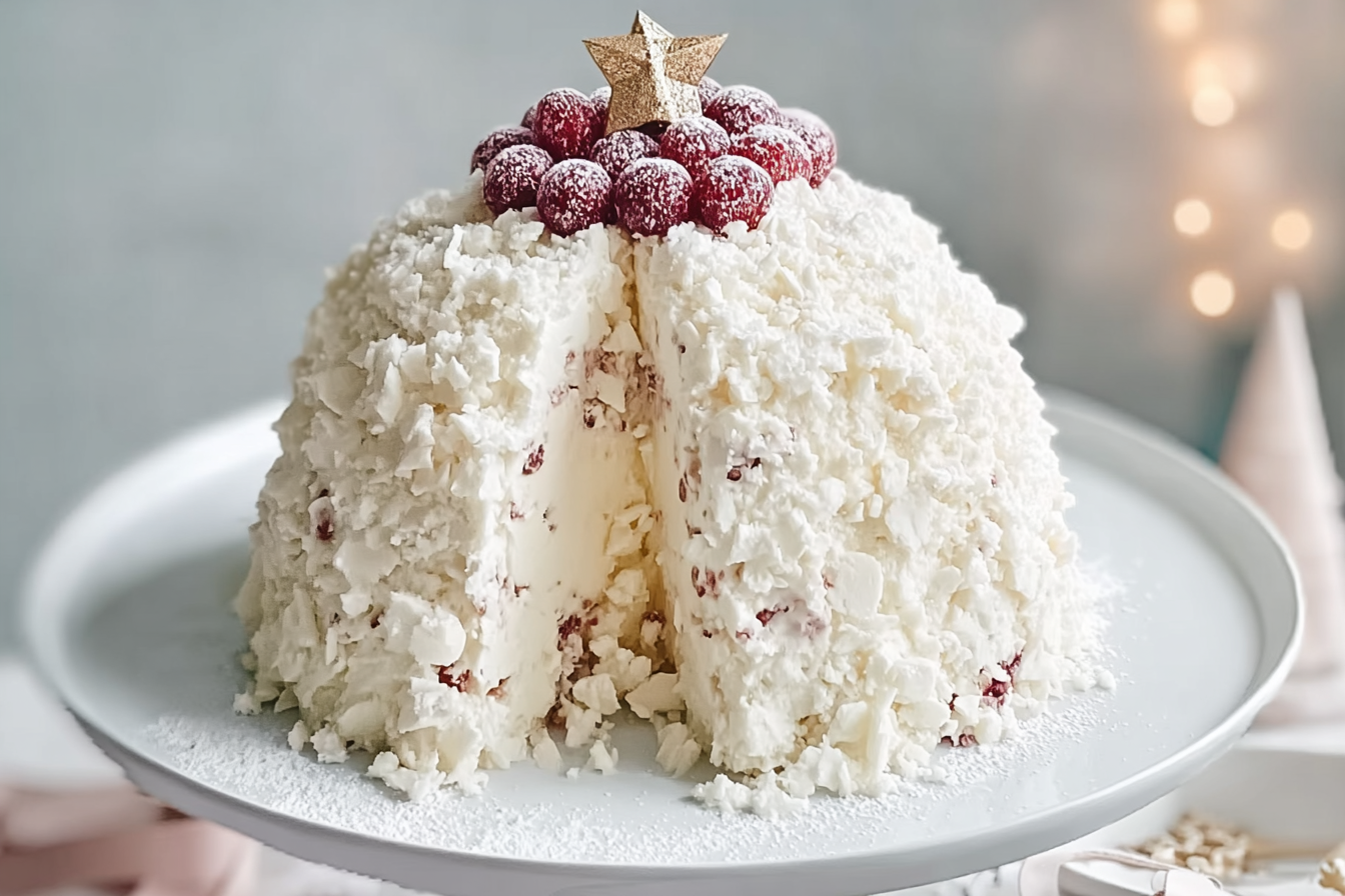 White Christmas Crackle Surprise Cake Recipe With Festive Twist